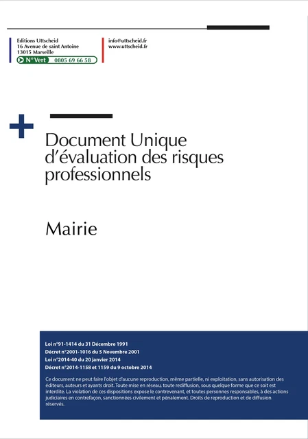 DOCUMENT UNIQUE D'ÉVALUATION des risques professionnels métier (Pré ...