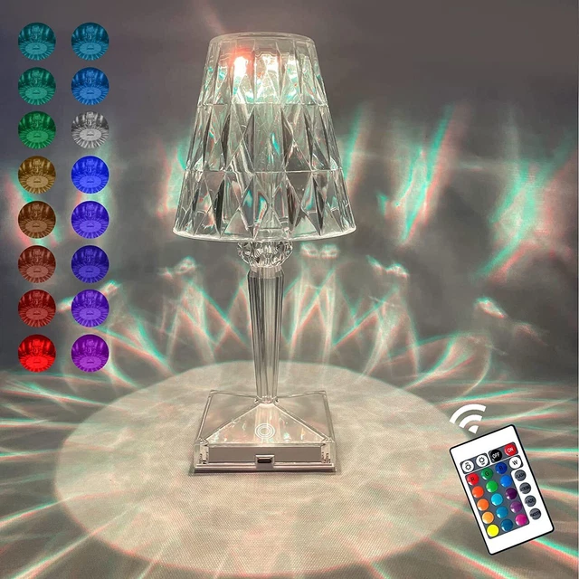 ATMOSPHERE RGB LED Crystal Table Lamp Diamond Rose Night Light Touch ...