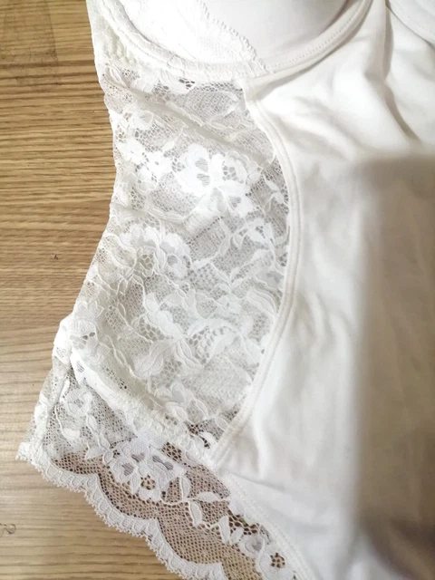 M&S LINGERIE WHITE Shaping Bodysuit Wired Bra removable Straps Size 32E ...