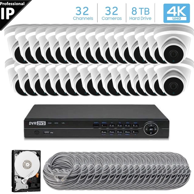 HIKVISION GENERIC 32CH 4K 8MP PoE NVR,(32)x8MP Turret Camera Security ...