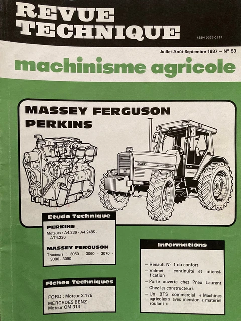 REVUE TECHNIQUE 53 Tracteur Massey Ferguson Mf 3050 3060 3070 3080 3090 EUR 50,00 - PicClick FR