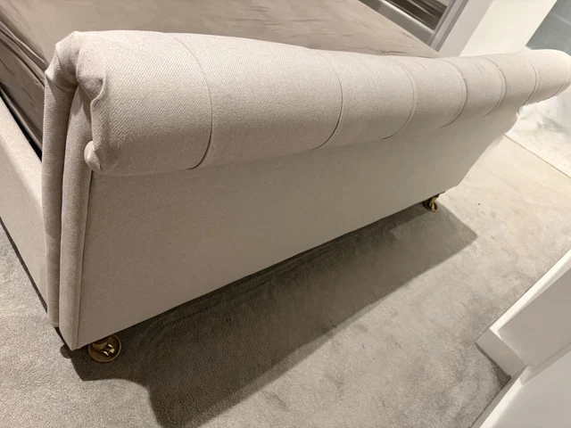 DREAMS BEIGE KING Upholstered Ottoman Storage Bed Frame Tufted ...