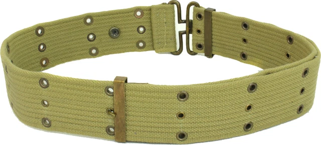 WW2 US KHAKI Pistol Belt - Brass - Repro American Webbing Army Uniform ...
