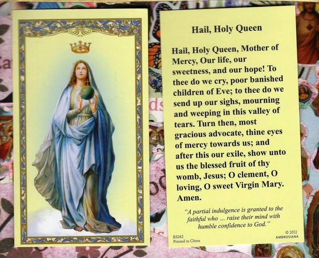 OUR LADY WITH Hail Holy Queen Prayer - Paperstock holy Card £1.20 ...