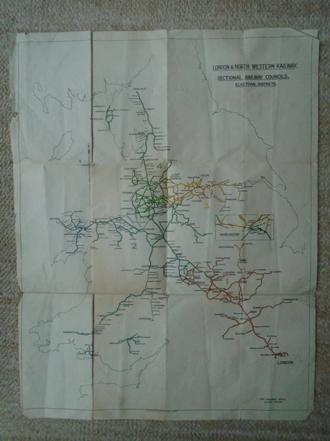 LNWR MAP OF Sectional Railway Councils, Electoral Districts £9.99 ...
