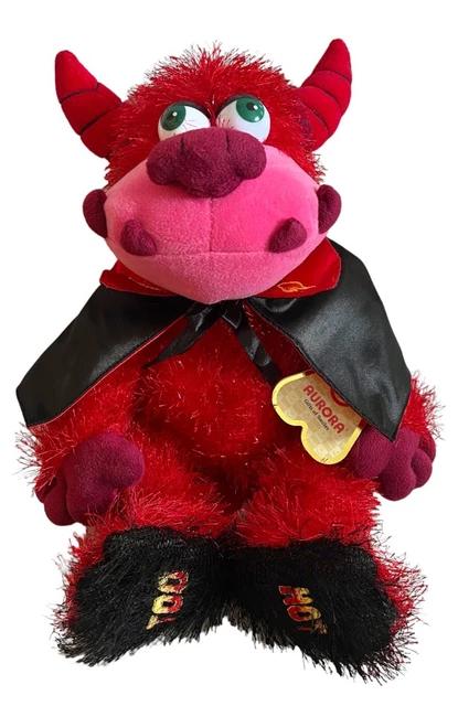 AURORA DEVIL SOFT Toy Teddy Bear Too Hot Red Cape Horns Plush Halloween ...