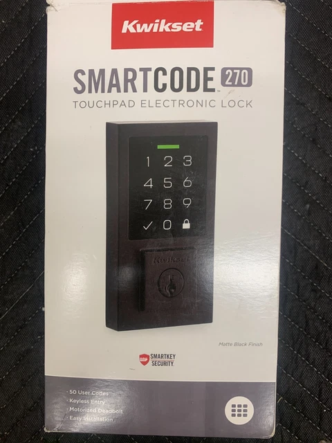 KWIKSET SMARTCODE 270 Touchpad Electronic Lock Matte Black Finish ...