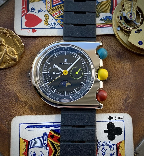 1980S LIP MACH 2000 Moonphase calendar Prototype watch PUW 255-259N £ ...