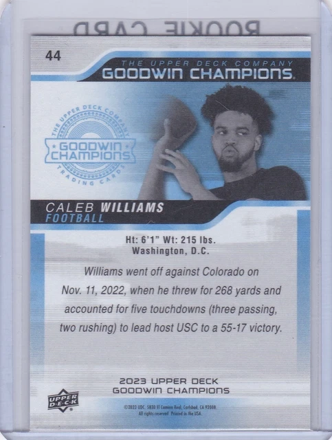 CALEB WILLIAMS ROOKIE CARD 2023 Upper Deck Football USC Torjan CHICAGO ...