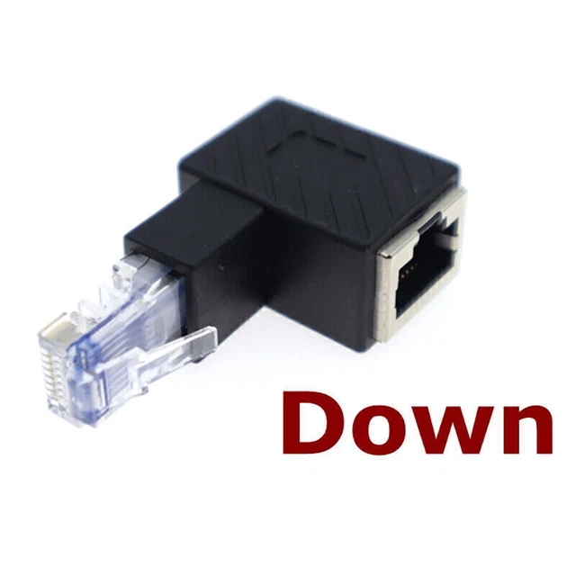 90 DEGREE RIGHT Angle RJ45 Male to Female Lan Ethernet Network ...