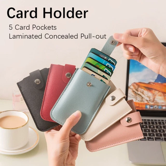 PULL-OUT TYPE ID Card Holder Laminated Concealed PU Leather Purses Men ...