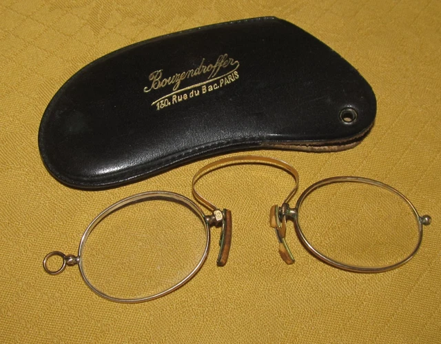 ANCIENS LORGNONS BINOCLE, pince nez plaqué or et étui EUR 24,00 ...