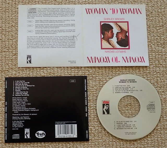 SHIRLEY BROWN WOMAN To Woman Cd Stax Records 1987 Donald Duck Dunn ...