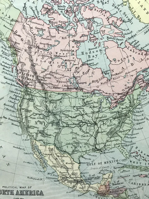 ORIGINAL VINTAGE MAP - Political Map United States - 1900 - Mounted And ...