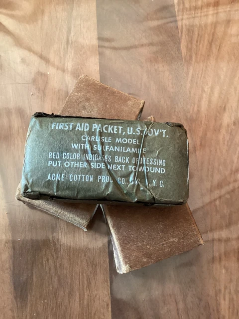 US WW2 PACKET First Aid Dressing Écriture Bleutée Acme Cotton - Medical ...