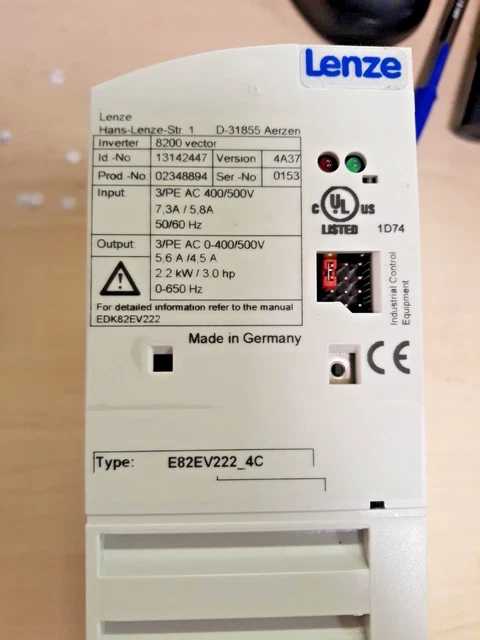 LENZE E82EV222K4C 8200 Vector, 3~400V, 2, 2kW Frequency Inverter £425. ...