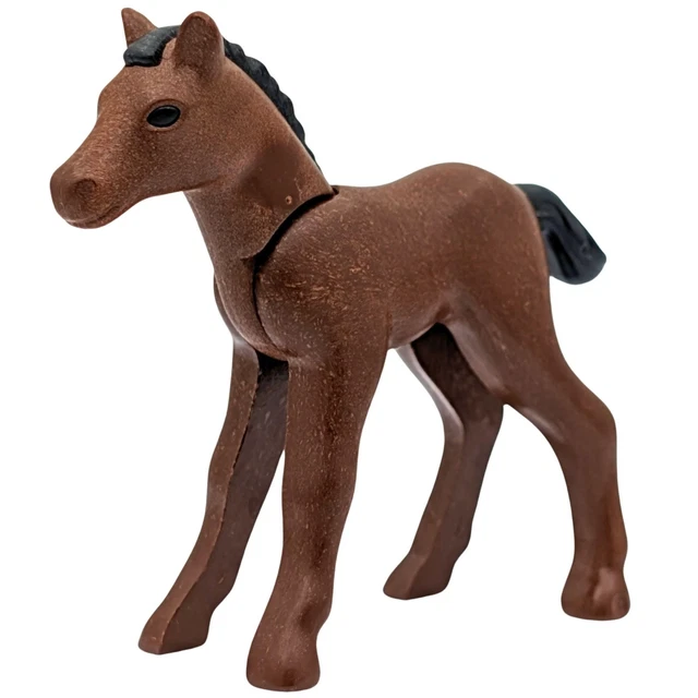 PLAYMOBIL PONEY MARRON foncé poulain cheval ferme équestre figurine ...