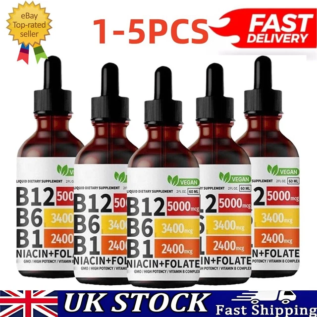 VITAMIN B12 AND B6 Liquid Drops, B12 Sublingual B Complex - B12 5000mcg ...