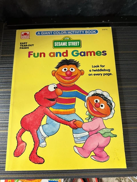 4 VINTAGE SESAME Street Coloring Books Elmo Ernie Zoe 1 Double Book ...