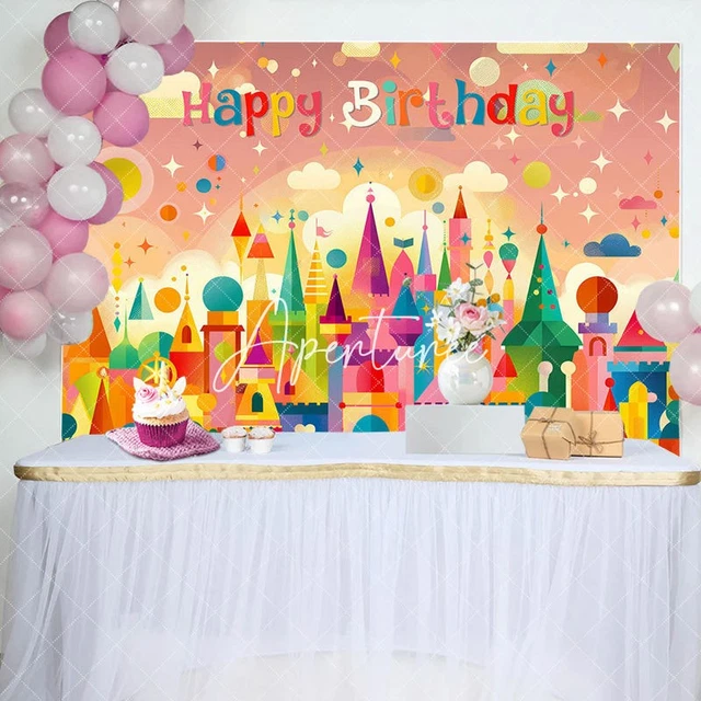 FUNNY COLORFUL CASTLE Cloud Happy Birthday Backdrop $37.90 - PicClick AU