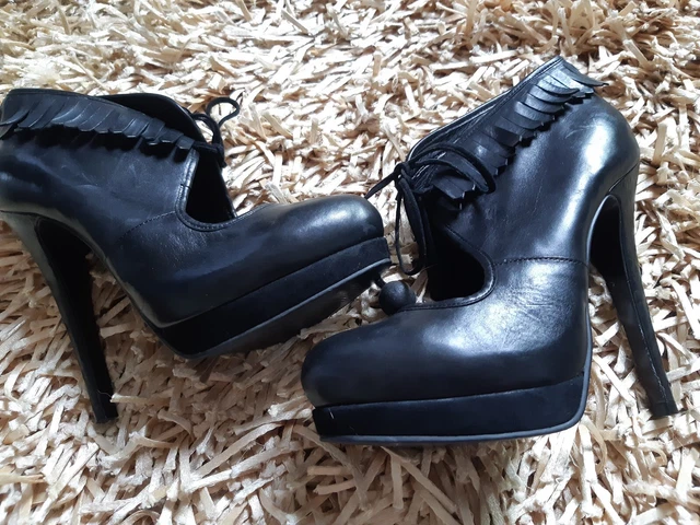 CARVELA BLACK FRINGED High Heels with bobble tie Size 38 £5.00 ...