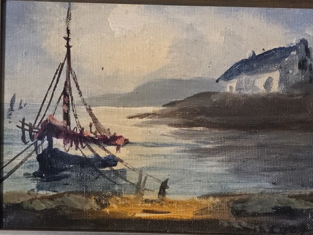 TABLEAU HUILE BORD de mer Bretagne signé XXème EUR 1,00 - PicClick FR