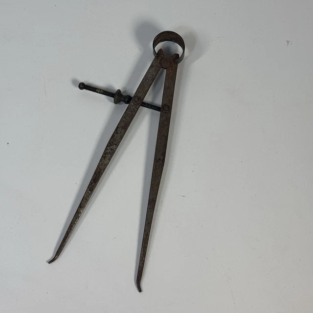 VINTAGE FLAT LEG Compass Divider Machinists Tool Measuring Map Distance ...