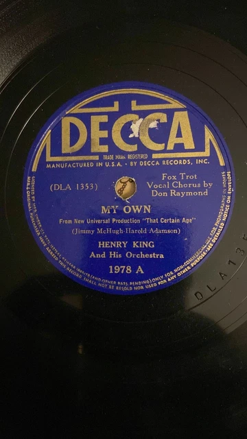 RARE 78RPM RECORD, V+, HENRY KING & ORCH , My Own , DECCA 1978 A/B EUR 11,49 - PicClick IT