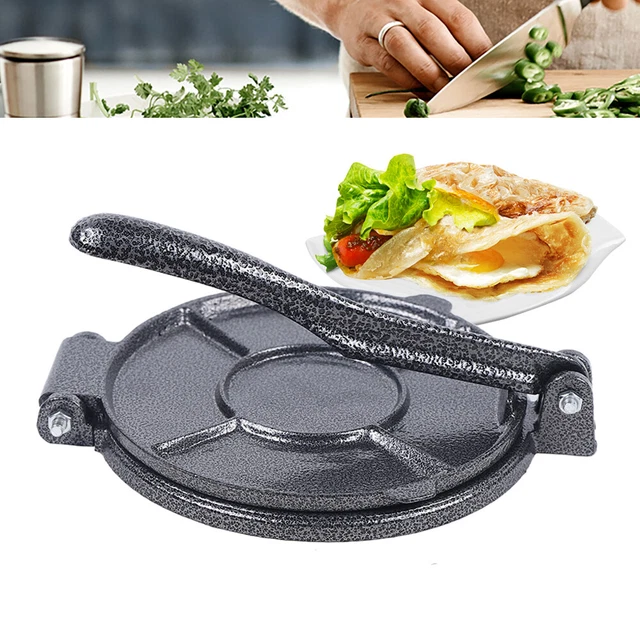 CAST IRON TORTILLA Chapati Pancake Roti Press Maker Round Flat Pan ...
