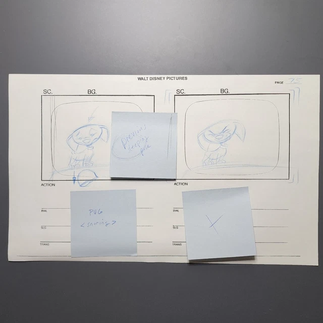 101 DALMATIANS TV Series Disney Animation Storyboard Drawing Lot Cadpig ...