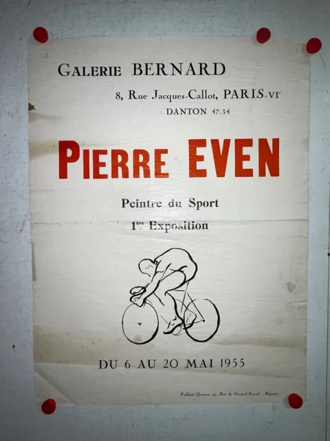 RARE AFFICHE ANCIENNE expo cycle velo 1955 pierre Even Paris EUR 50,00 ...