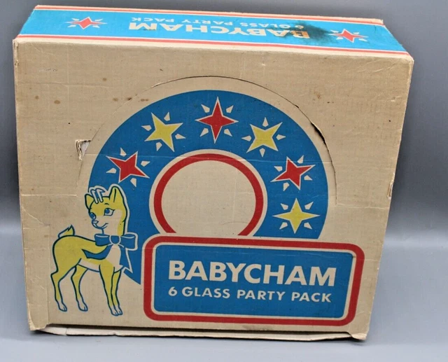 VINTAGE-STYLE SIX BABYCHAM-BRANDED Glasses Party Pack in Shop Display ...