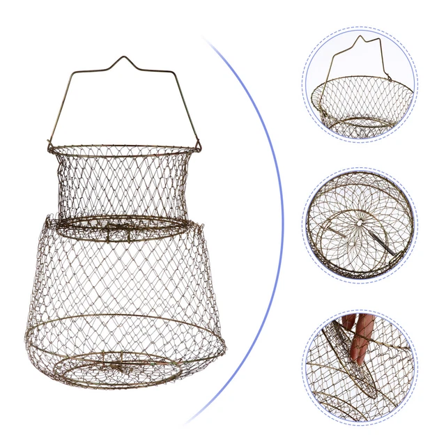 STEEL WIRE FISH Cage Lobster Pots Fishing Sea Drop Net Folding Tool £15 ...