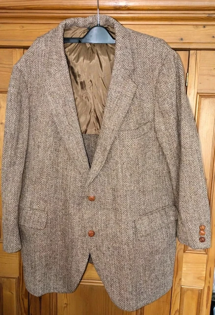 MEN’S VINTAGE HARRIS TWEED Jacket Blazer Brown Herringbone Tweed Blazer ...