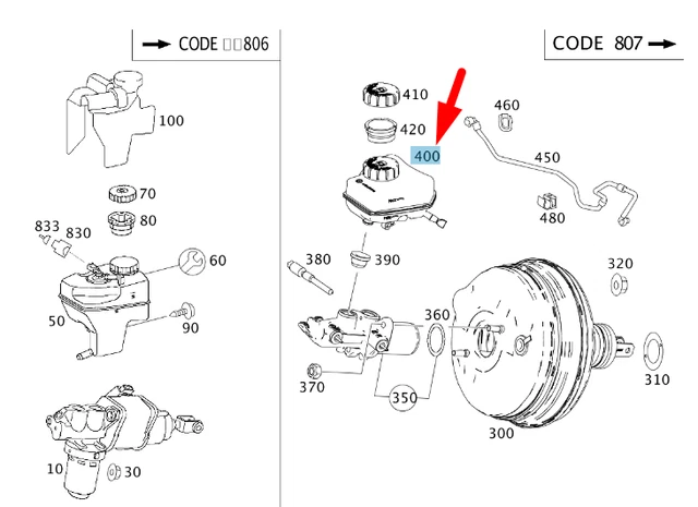MERCEDES-BENZ E W211 Brake Master Cylinder Reservoir LHD A2114301102 ...