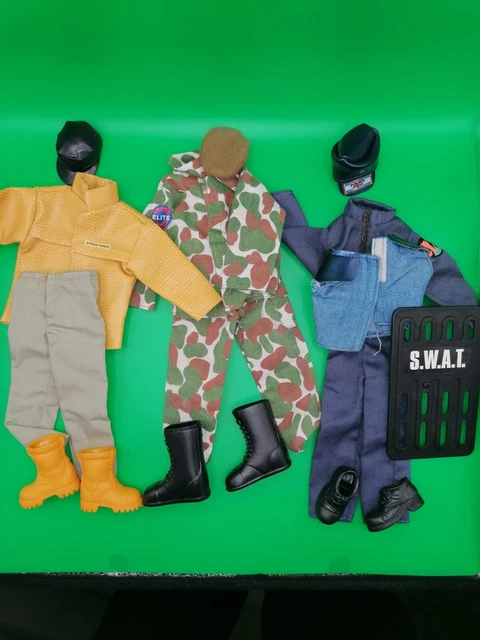 3 ACTION MAN uniforms. police, soldier and strike force £10.00 ...