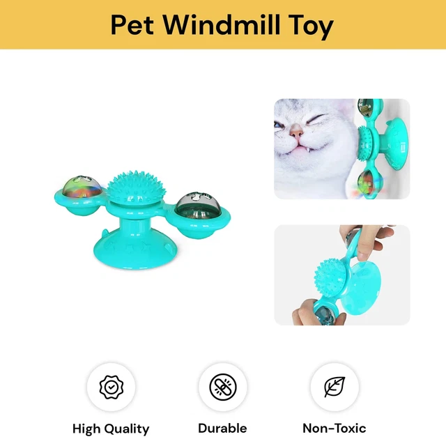 WINDMILL CAT TOYS Fidget Spinner for Kitten with Catnip Ball Blue ...