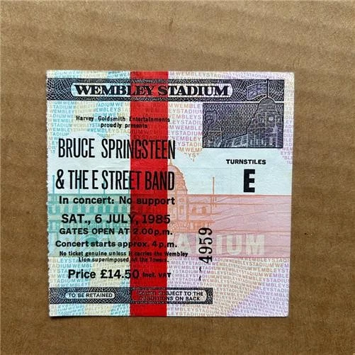 BRUCE SPRINGSTEEN WEMBLEY STADIUM TICKET JULY 6 1985 - Born in the USA ...