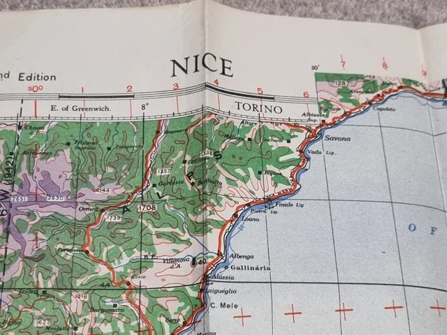 ORIGINAL WW2 1941 RAF map of NICE with Operational Markings via Cap d ...