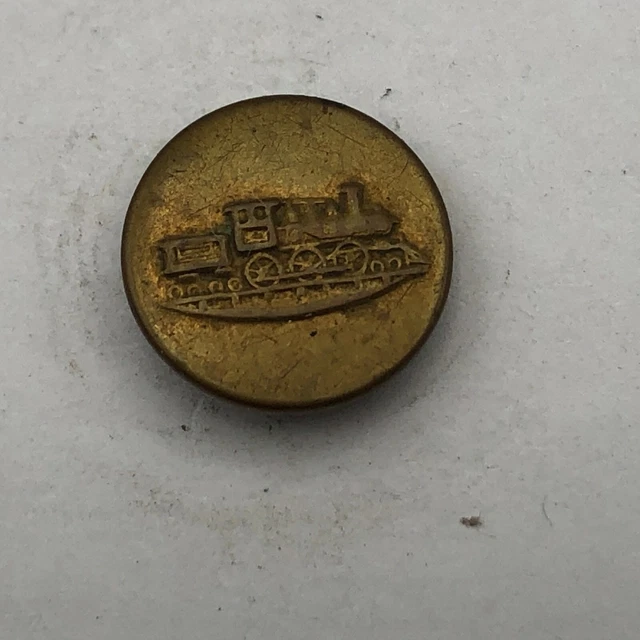 ANTIQUE TRAIN ENGINE Locomotive 5/8" Railroad Uniform Button Vintage B1 ...