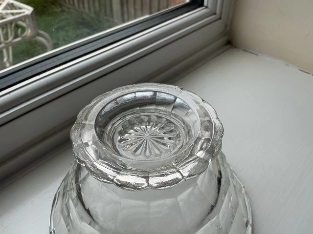 VINTAGE JACOBEAN GLASS Mid Century Small Footed Fluted Sugar/Serving ...
