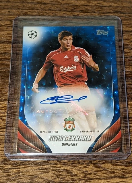 2023/24 TOPPS UEFA Club Liverpool STEVEN GERRARD Auto blu ghiaccio /99 ...