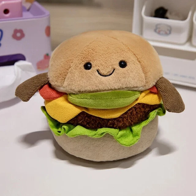 AMUSING BURGER PLUSH Toy Cute Stuffed Hamburger Gift Soft Fun 15cm £10. ...