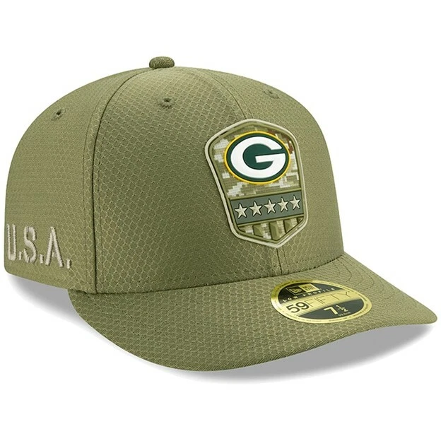 VERDE BAY PACKERS New Era 59FIFTY Saluto A Servizio Cappello Aderente ...