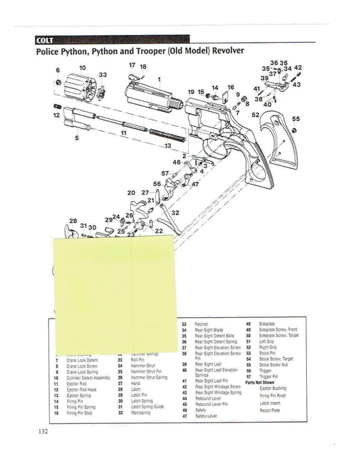 COLT POLICE POSITIVE, Python Trooper Revolver Exploded View & Parts ...