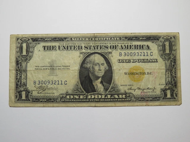 $1 1935-A NORTH Africa Silver Certificate Yellow Seal WWII Emergency ...