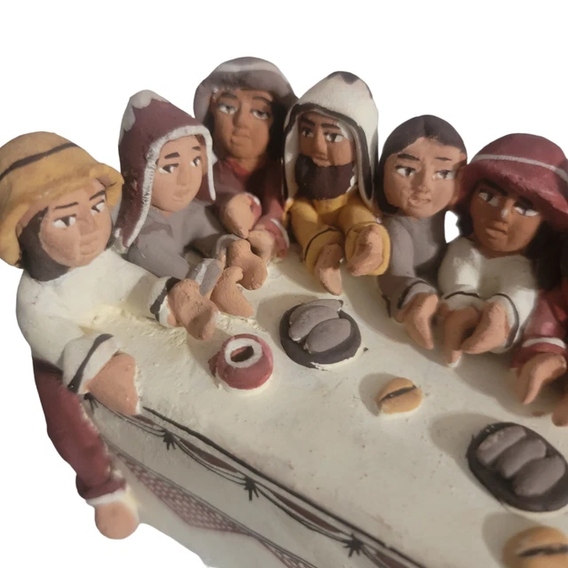 JESUS AND HIS Twelve Disciples LAST SUPPER Original Art Clay Pottery ...