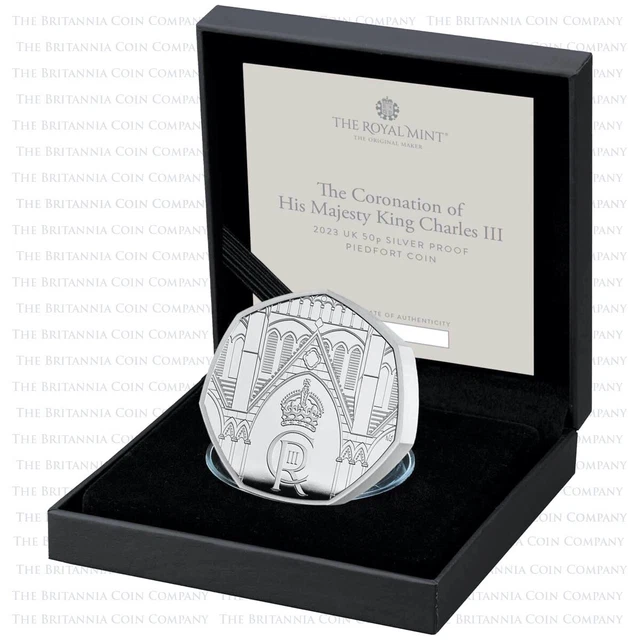 2023 ROYAL MINT King Charles Coronation Silver Proof PIEDFORT 50p - New ...