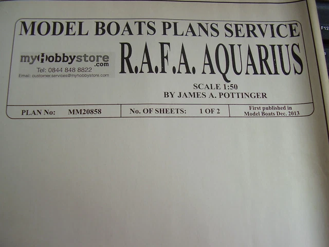 ORIGINAL MODEL BOAT Plan Rafa Aquarius Air Force Auxillary 2013 Free Uk ...