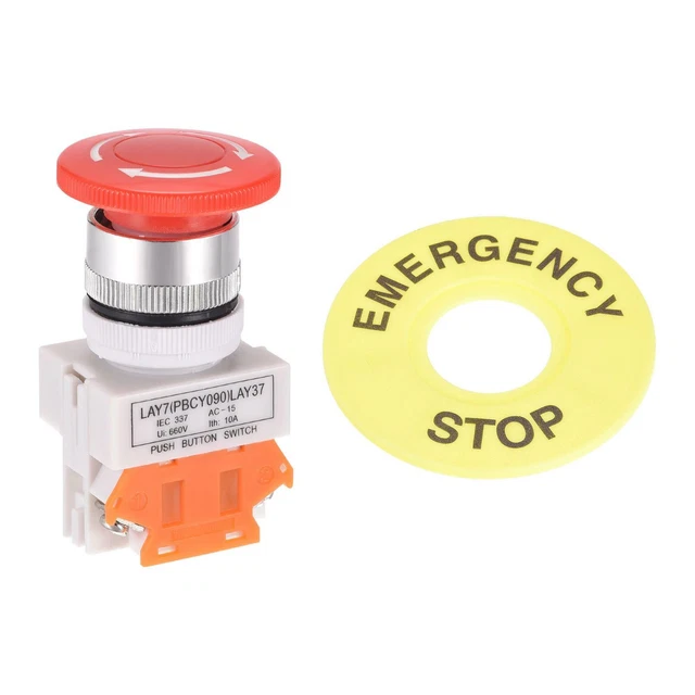 22MM LATCHING EMERGENCY Stop Push Button Switch With Emergency Stop ...